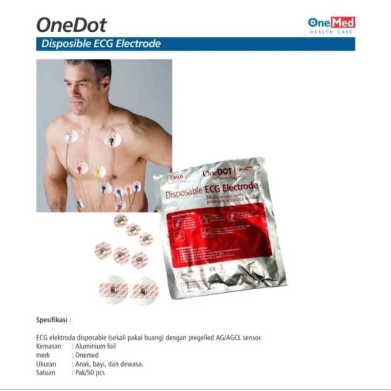 Jual ONEMED OneDot Disposable ECG Electrode / 50 elektroda EKG Adult ...