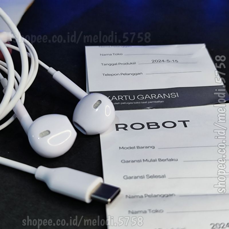 Jual ROBOT R10C Headset Type C HD Audio Extra Bass Stereo Tombol ...