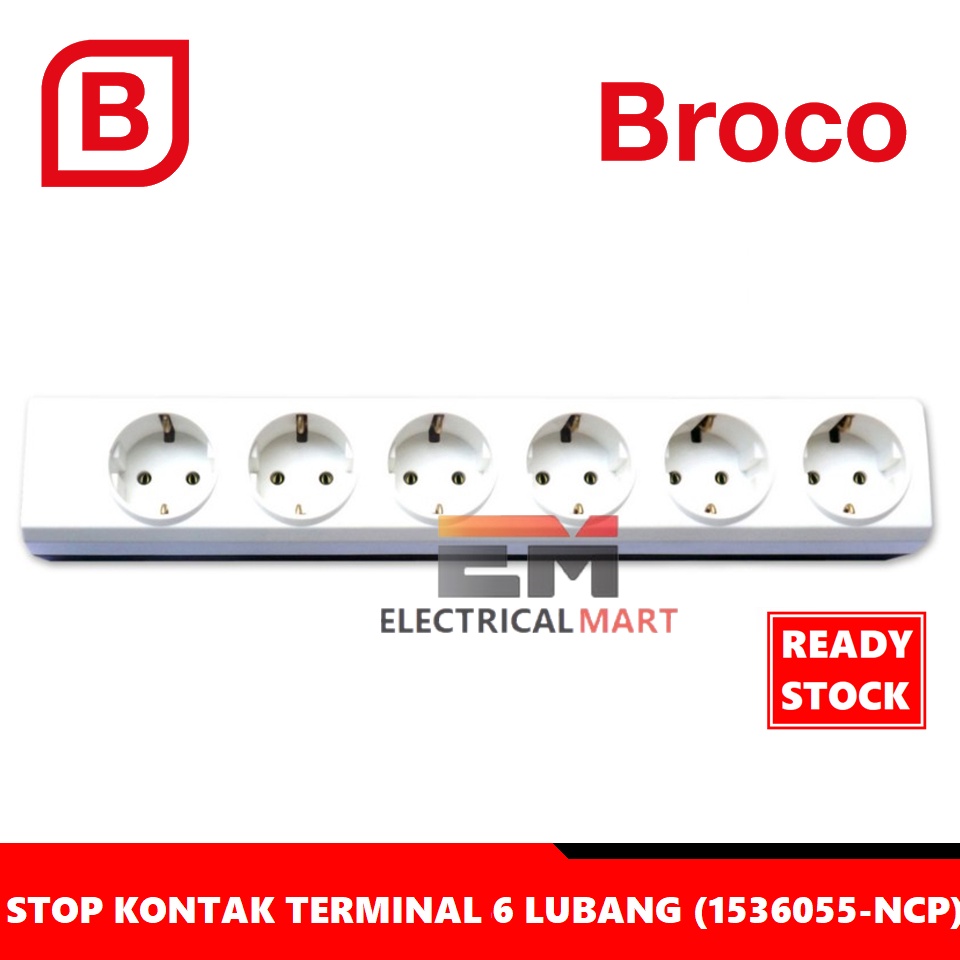 Jual KODE M94J Stop Kontak 6 Lubang Broco Putih 1536 Socket Terminal ...