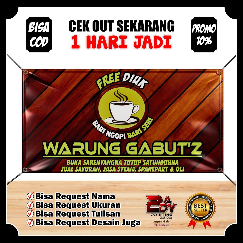 Jual BANNER/SPANDUK WARKOP WARUNG KOPI BISA PAKAI NAMA SENDIRI UKURAN ...