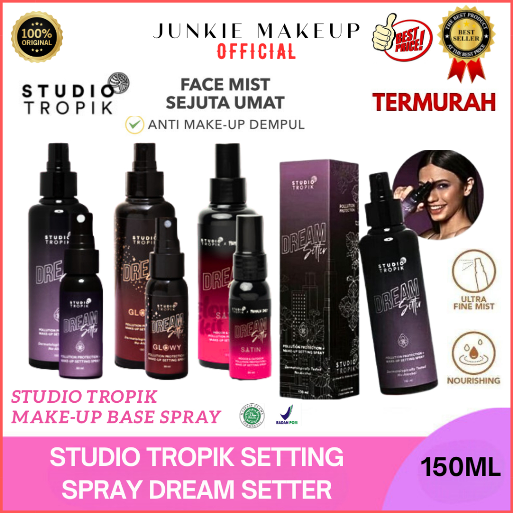 Jual 𝗝𝗨𝗡𝗞𝗜𝗘 𝗠𝗔𝗞𝗘𝗨𝗣 - Studio Tropik Dream Setter / Primer Makeup / Setting Spray Make Up Tahan ...