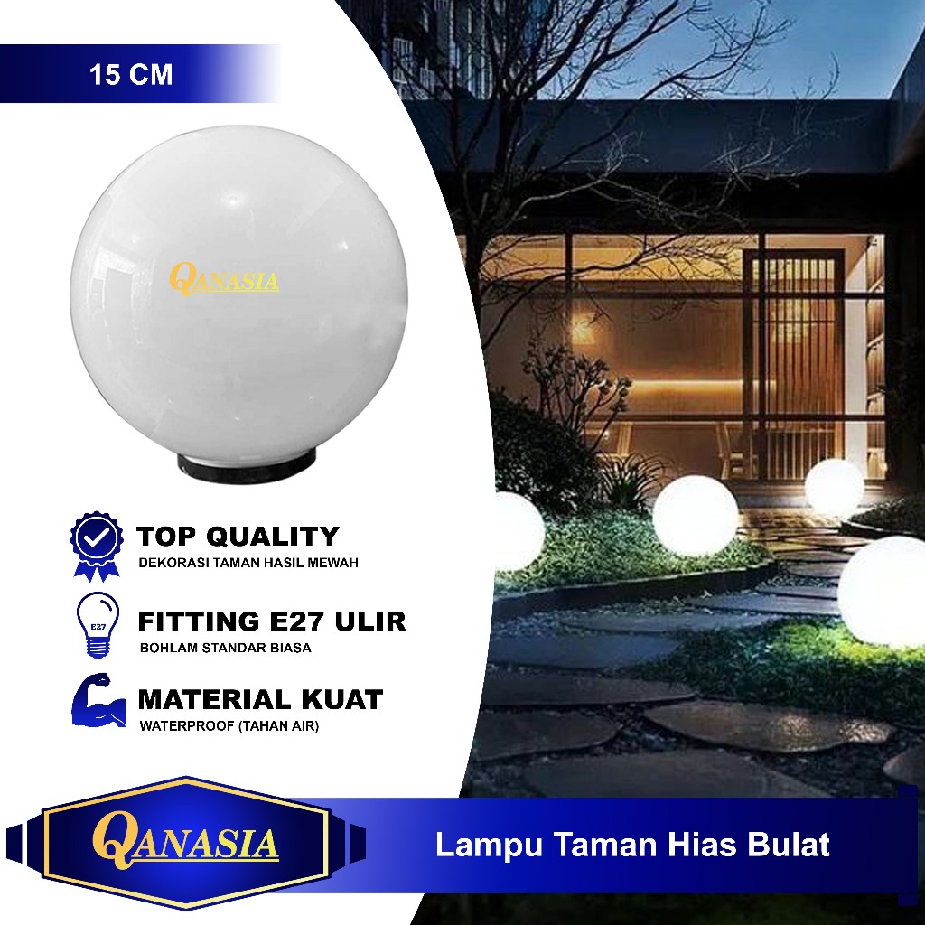 Jual Lampu Taman Bola Bulat LED 15CM Tahan Air Outdoor Dekorasi Rumah ...