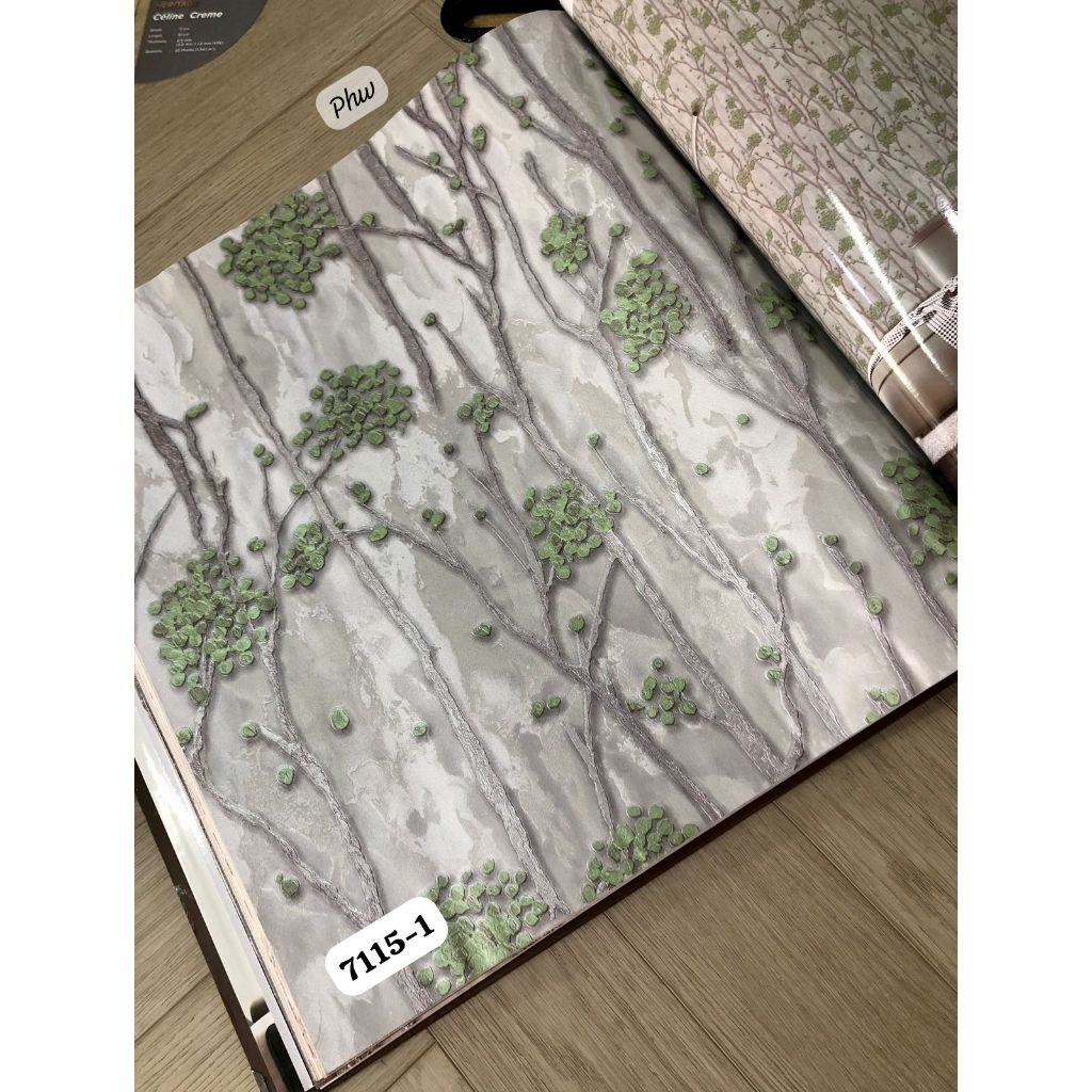 Jual Wallpaper Dinding Motif Pohon Ranting Hiju Biru Coklat Natural ...