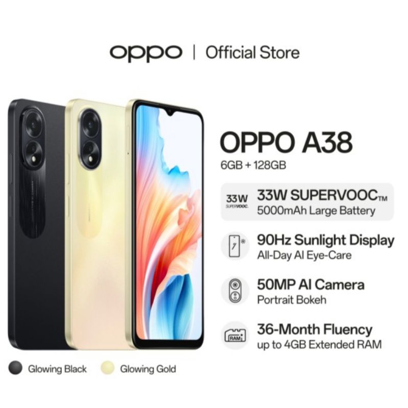 Jual Oppo A38 6GB 128GB New Garansi Resmi | Shopee Indonesia