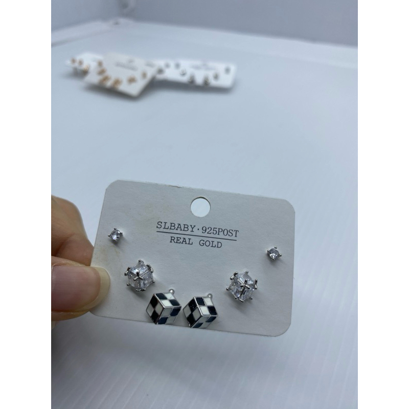 Jual 3set Anting Tusuk Cewek Korea Anting Silver Anting Tusuk Titanium ...