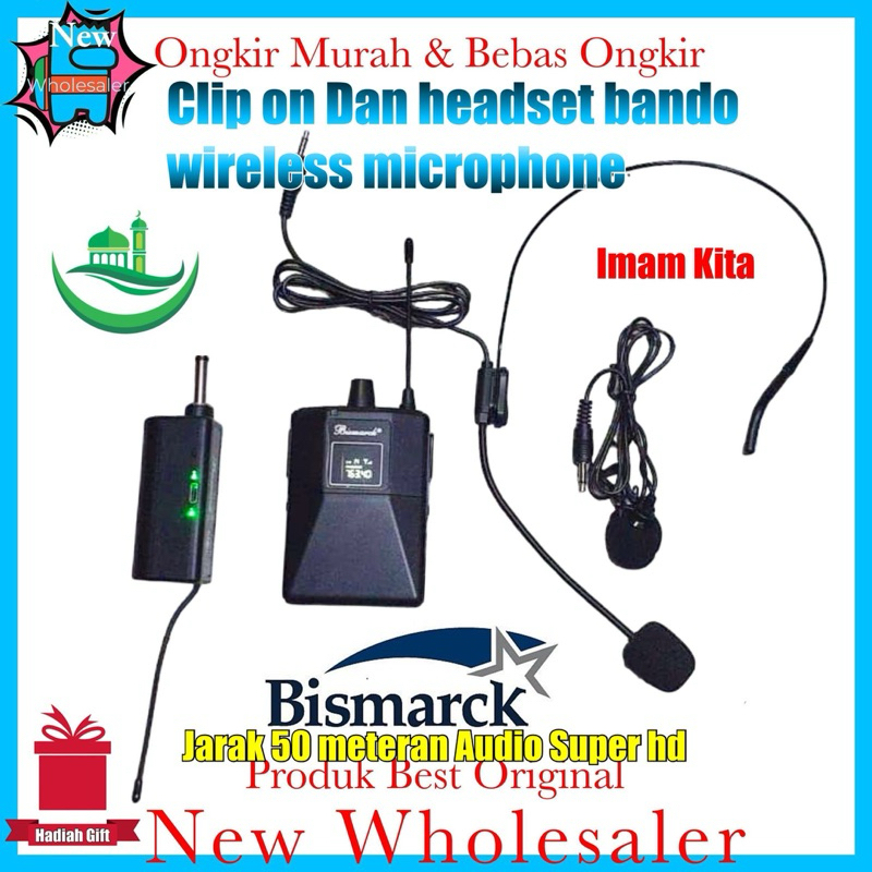 Jual Mic wireless Clip on bando headset imam besar Bismark Bm8l New ...