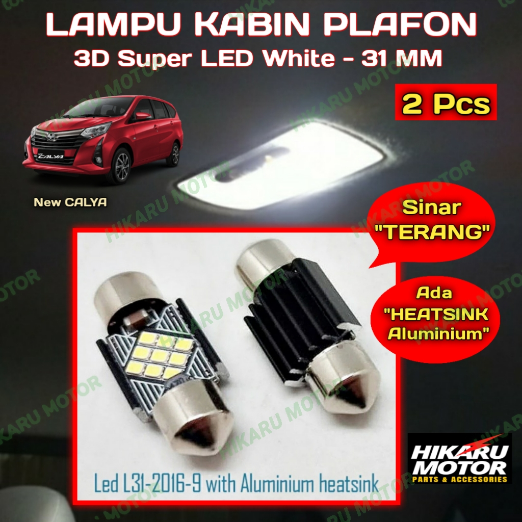 Jual Lampu Plafon Kabin Mobil New CALYA 2019-On Led 3D Super White 31mm ...