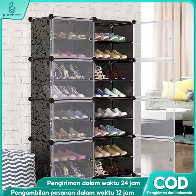 Jual Tempat Sepatu Tertutup Anti Debu Lemari Sepatu Plastik Shoe ...