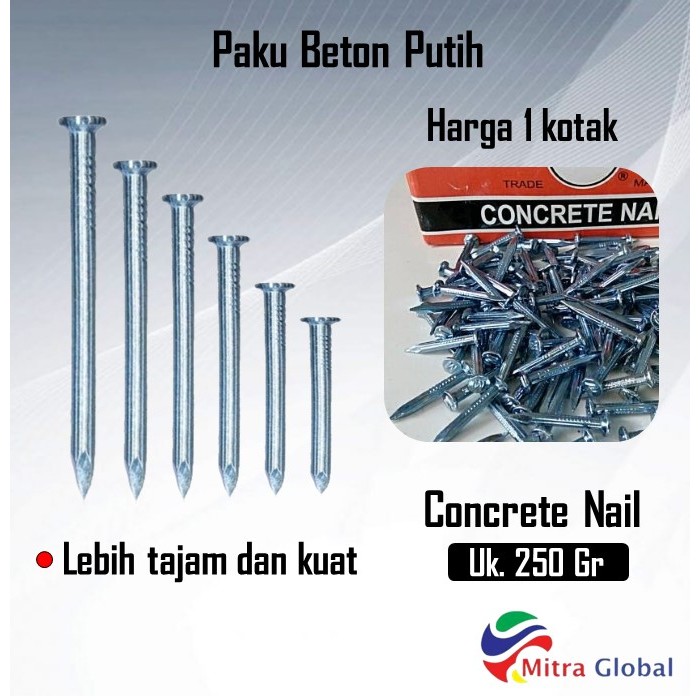 Jual PAKU BETON COR PUTIH / Paku Dinding Tembok Beton Baja Putih / Paku ...