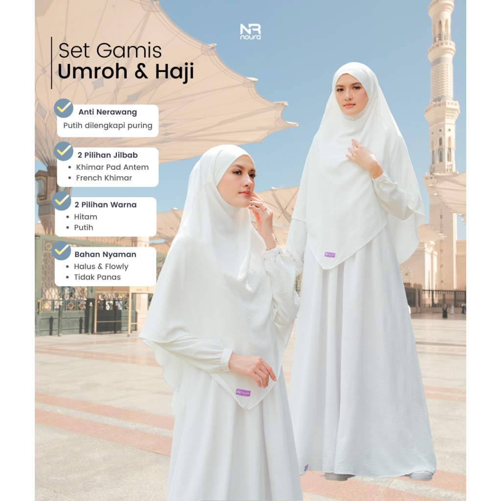 Jual Noura - Gamis Aisyah - Set Gamis Umroh & Haji - Gamis Ihram Wanita ...