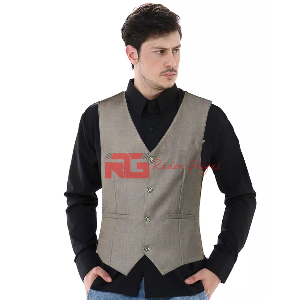 Jual Vest Rompi Jas Formal Pria Cream Bahan Ripstop Premium | Shopee ...