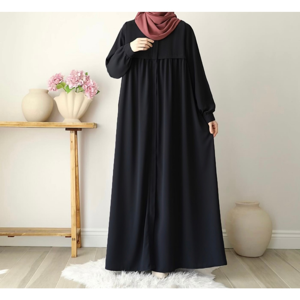 Jual gamis hitam jet black premium dress polos ADEEVA DRESS gamis umroh ...