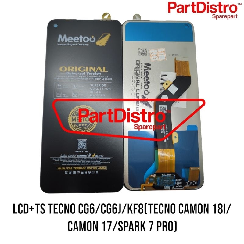 Jual LCD TOUCHSCREEN TECNO CG6/CG6J/KF8 (TECNO CAMON 18i/CAMON 17/SPARK 7 PRO) BLACK | Shopee ...