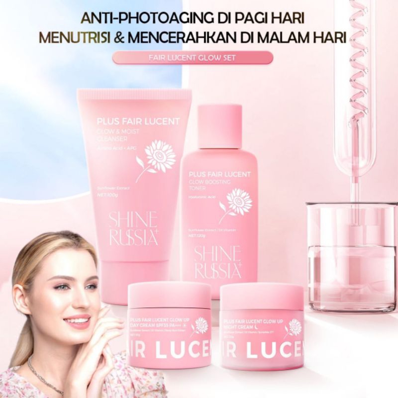 Jual Shine Russia + 4 PCS SKINCARE SET - Whitening Skincare Sunflower Plus Fair Lucent Glow Set ...