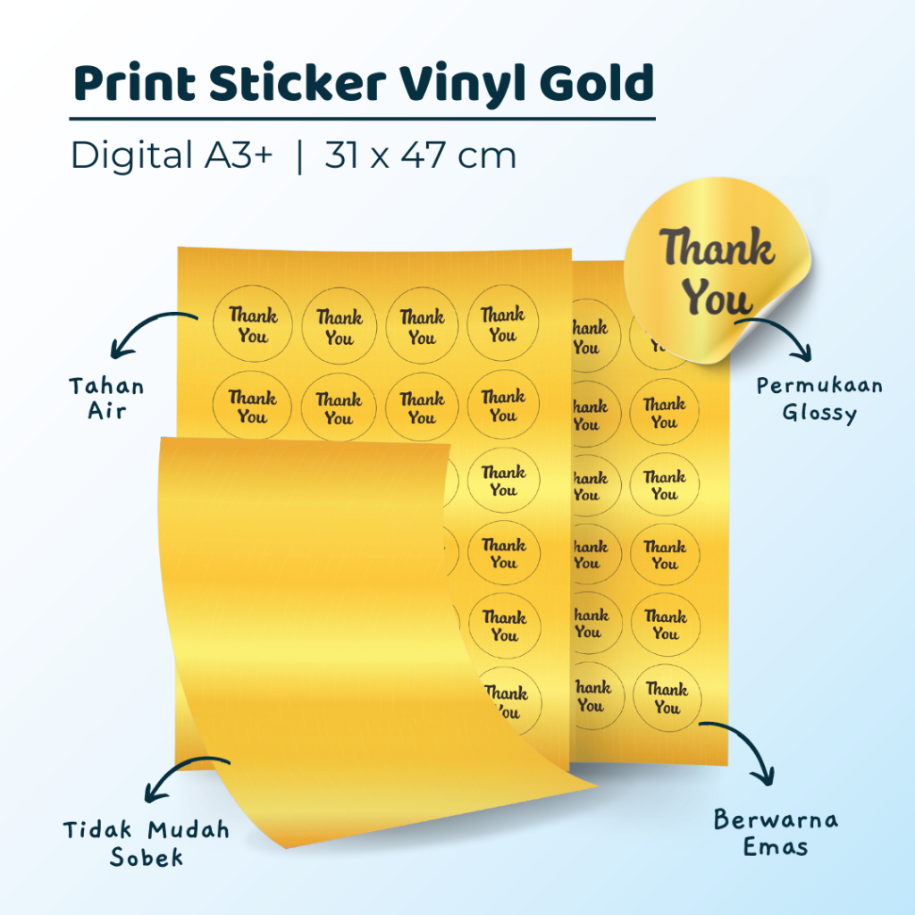 Jual CETAK STICKER VINYL GOLD / EMAS A3+ | Shopee Indonesia