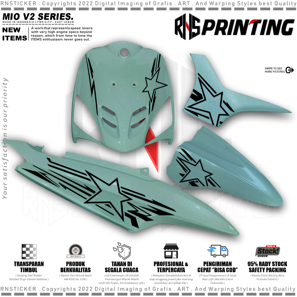 Jual V2 STRIPING VARIASI MIO OLD STRIPING TRANSPARAN MIO SMILE SPORTY BINTANG STAR BAHAN CUTTING ...