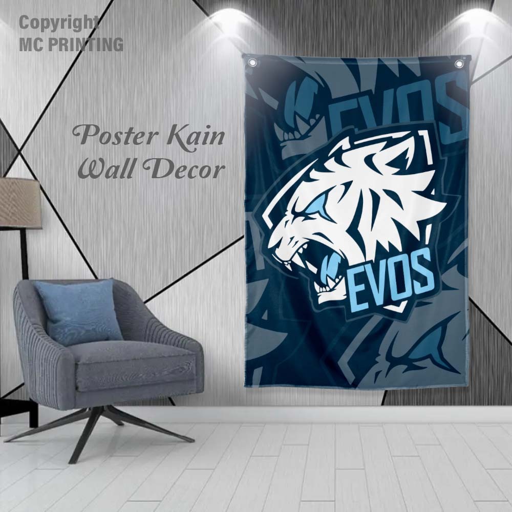Jual Poster Kain EVOS Esports, Bendera, Flag wall décor, kamar tapestry ...