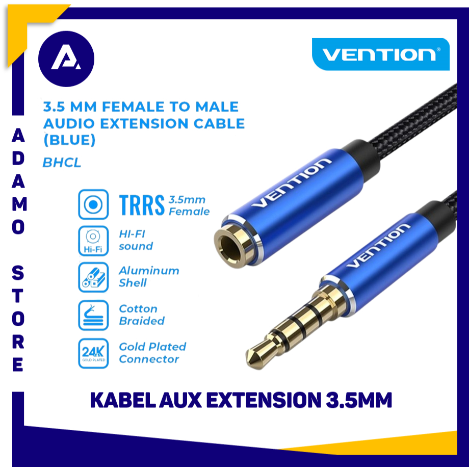 Jual Vention Kabel Audio Aux Extension 3.5mm TRRS Male To Female Braided - BHC | Shopee Indonesia