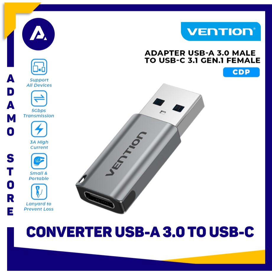 Jual Vention Converter USB A 3.0 Male to USB Type C Female Adapter USB ...