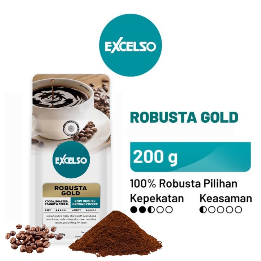 Jual EXCELSO Kopi Arabica Gold Bubuk 200G | Shopee Indonesia
