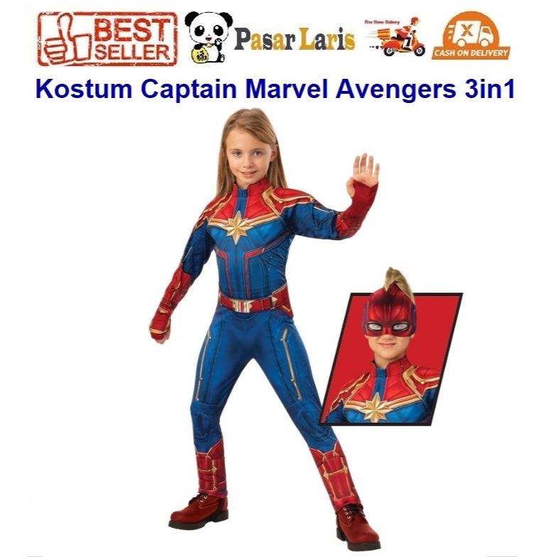 Jual Kostum Super Hero Captain Marvel Avengers Pull on Face Mask ...