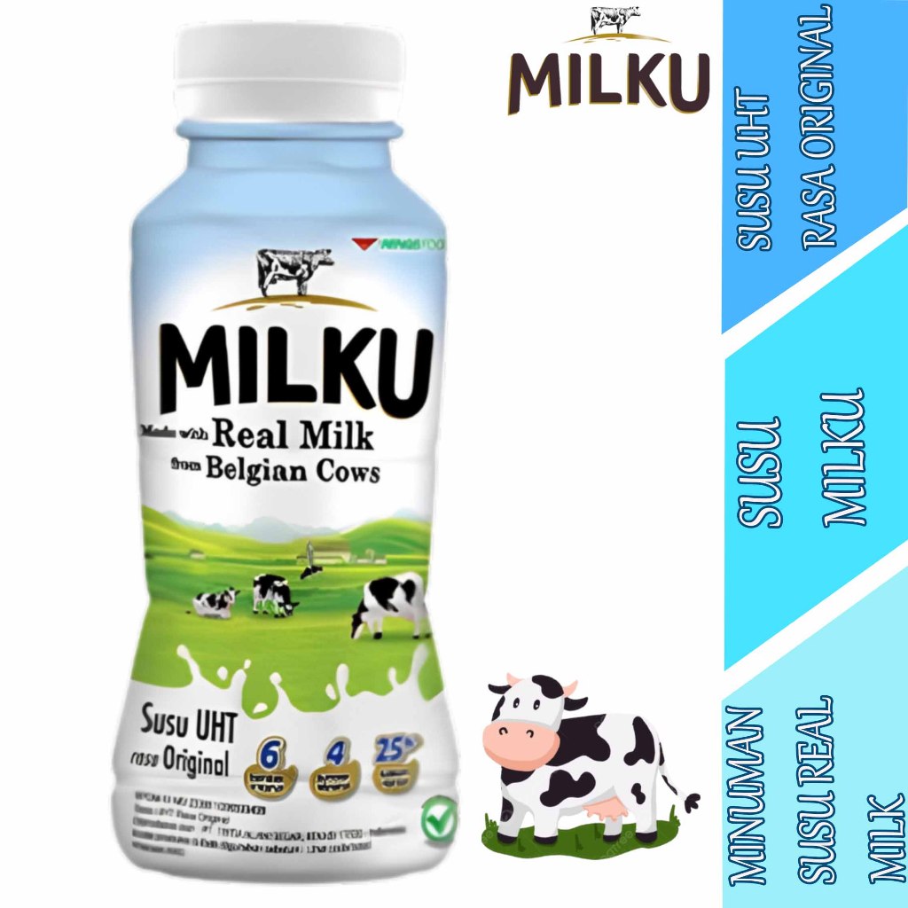 Jual Minuman Susu Belgian Cows - Milku - Minuman Susu UHT Rasa Original ...