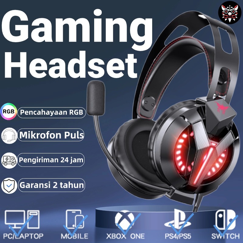 Jual ONIKUMA M180 BlackRed RGB Wired Gaming Headphones Noise ...