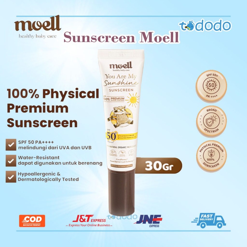 Jual Sunscreen Anak & Bayi Moell Physical SPF 50+ (PA++++) 30 gr ...