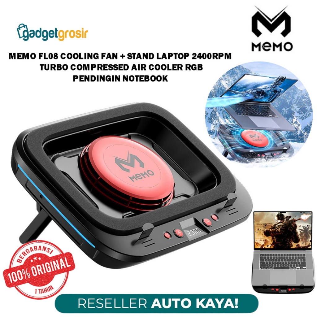 Jual Memo FL08 Cooling Fan Laptop 2400RPM Turbo Compressed Air Cooler ...