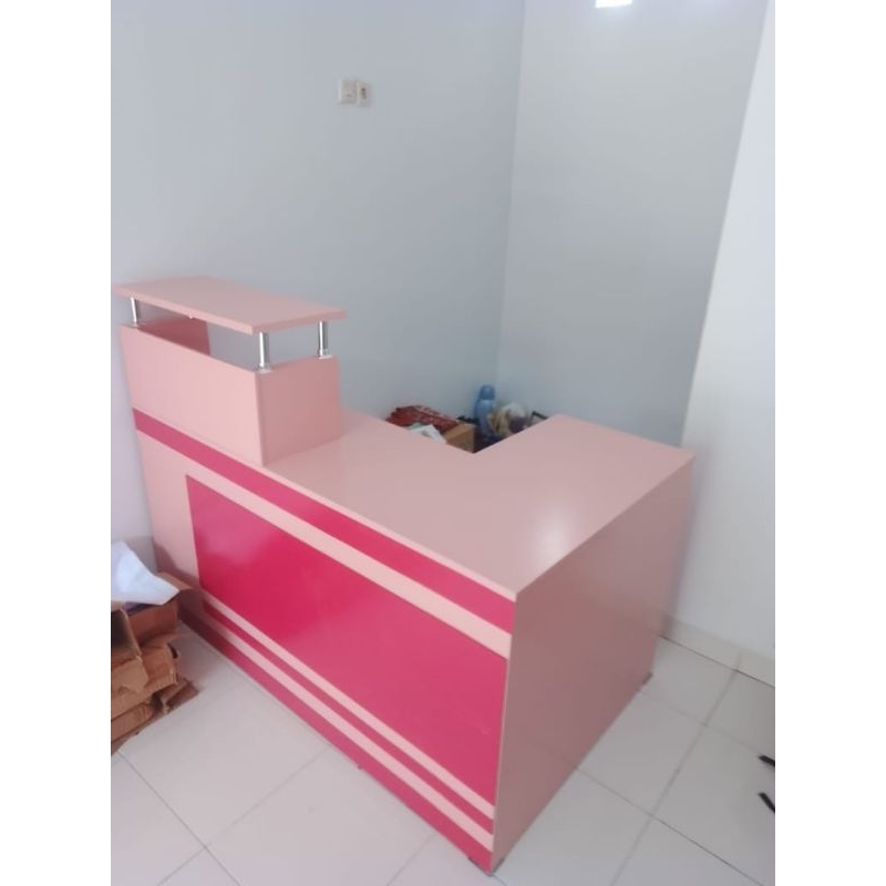Jual meja loundry meja kasir meja sekolah meja resepsionis warna pink ...