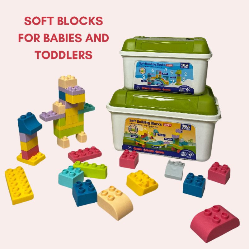 Jual ELC-Mainan anak/block/brick susun/soft blocks toys/isi 60pcs ...