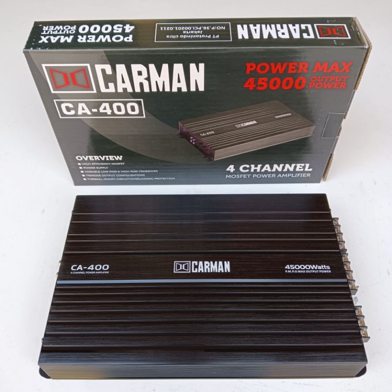 Jual Power Mobil Amplifier Carman 45000 Power Output CA 400 Mosfet Ampli 4 Chanel | Shopee Indonesia