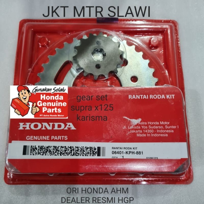 Jual 06401 kph 881 gear set rantai roda set drive chain kit supra x125 karisma ori honda ahm ...