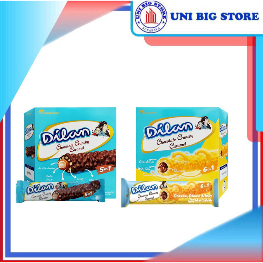 Jual Dilan Crunchy Choco | Cheese Nut Caramel 5in1 Wafer Roll 23 gr 12 ...