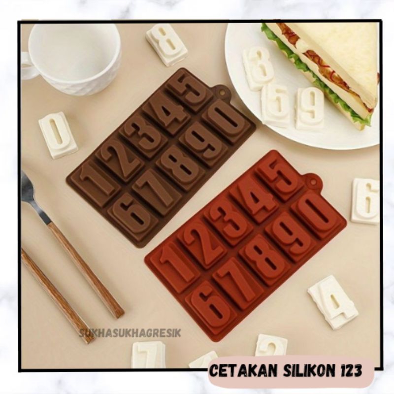 Jual CETAKAN SILIKON Coklat Number 123 Silicone Mold | Shopee Indonesia