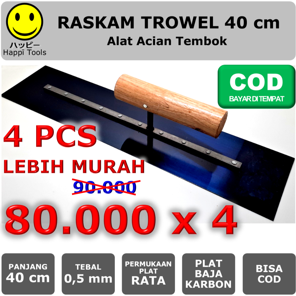 Jual Raskam Roskam 40cm Baja Karbon Trowel Epoxy Alat Acian Tembok ...