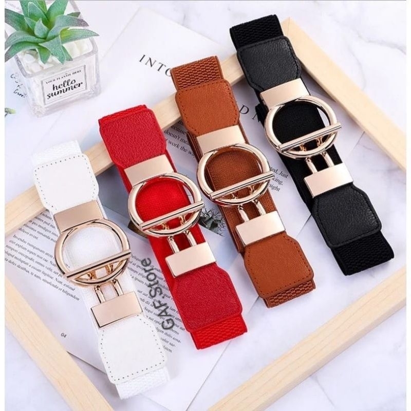 Jual Ikat Pinggang Wanita Karet Woman Belt Fashion Gesper Cewek Korea Import Cantik | Shopee ...