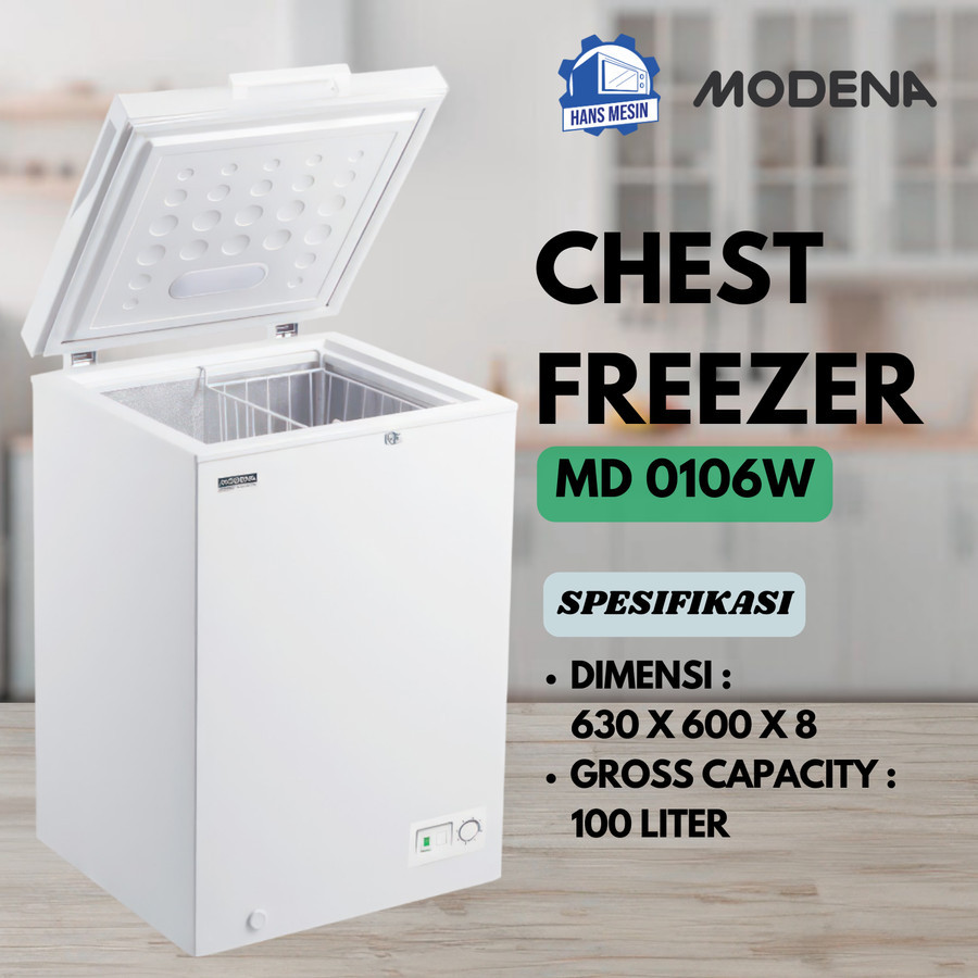 Jual Chest Freezer Modena 100 Liter MD 0106 W | Shopee Indonesia