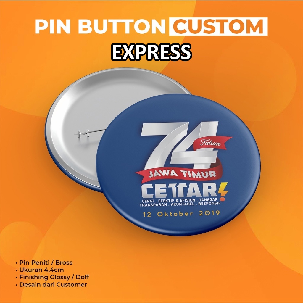 Jual CETAK PIN CUSTOM EXPRESS || Pin Bross - Pin Peniti Custom 4,4 cm ...