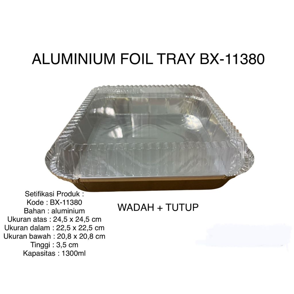 Jual Wadah Aluminium Tray BX 11380 / Alumunium Foil BX-11380 Kotak Besar/PLUS TUTUP SAMA TANPA ...
