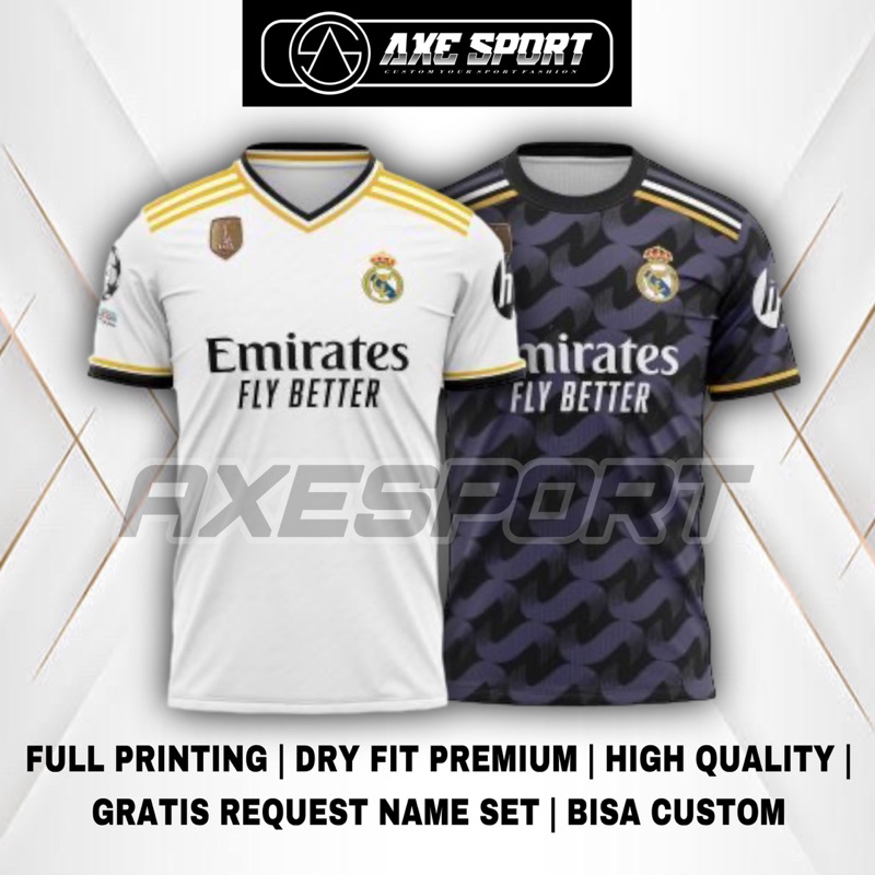 Jual Kaos Jersey REAL MADRID Terbaru 2024 Full Printing Free Request Nickname & Nomer Punggung ...