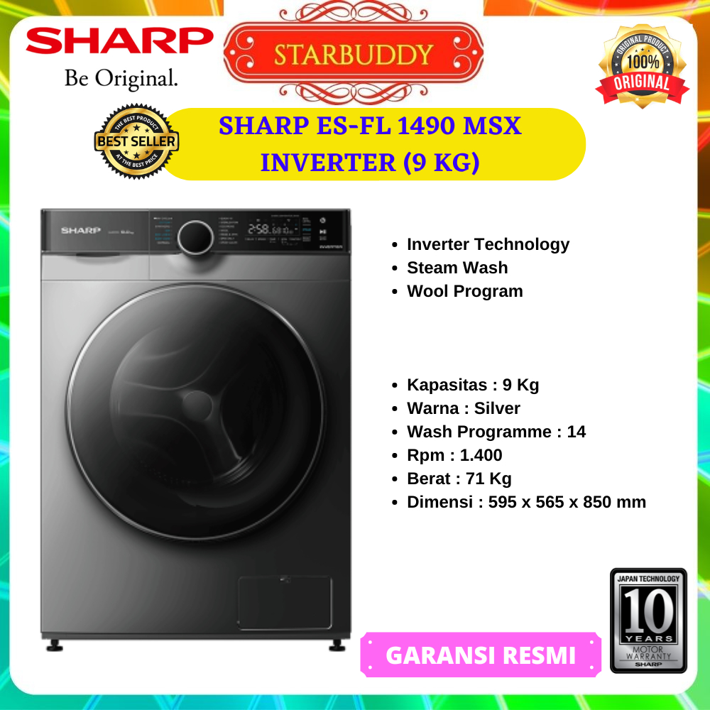 Jual MESIN CUCI SHARP ES-FL1490MSX, ESFL1490 MSX, 1490MSX FRONT LOADING ...