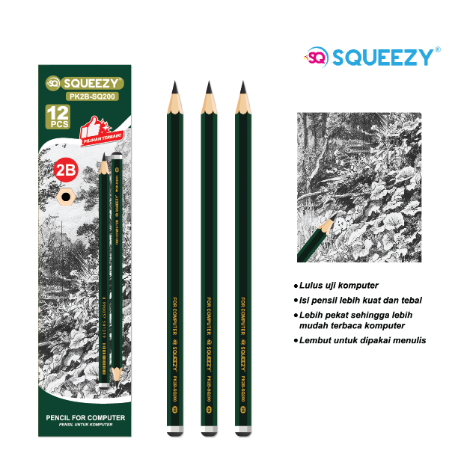 Jual ( 12 Pcs ) SQUEEZY - Pensil 2B SQ-200 Murah | Shopee Indonesia