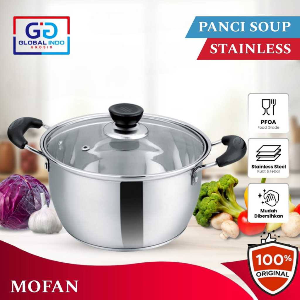 Jual Panci Sup Kuah Soup Pot Stainless Steel 20cm 22cm dengan Tutup ...