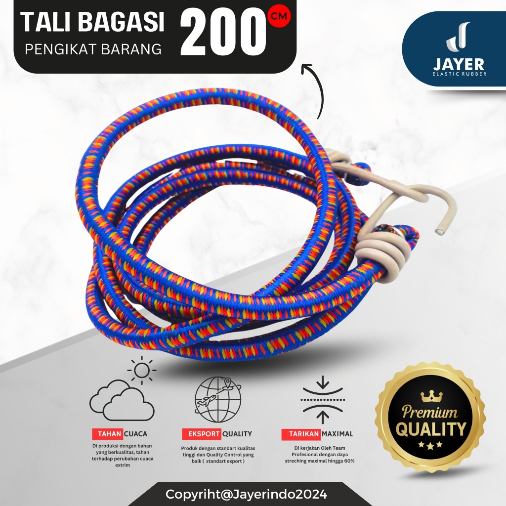 Jual Tali barang di motor elastis Size Jumbo 2 meter / 200 cm pengait ...