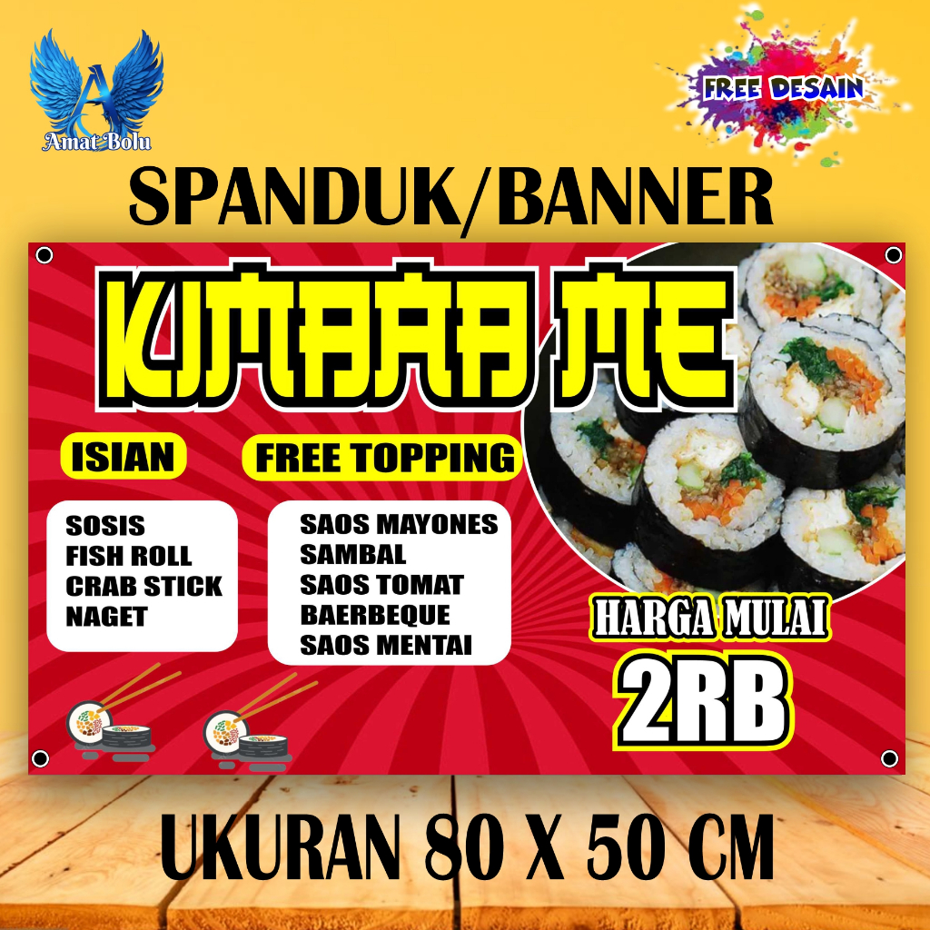 Jual Cetak Banner Cetak Spanduk Kimbab Me Ukuran 80X50 CM BISA REQUEST ...