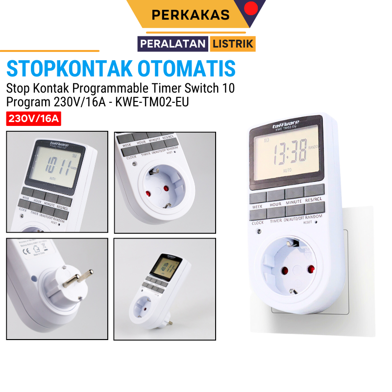 Jual Stop kontak programmable Saklar Pengatur Waktu Timer Switch 10 Program 230V/16A - Watt ...