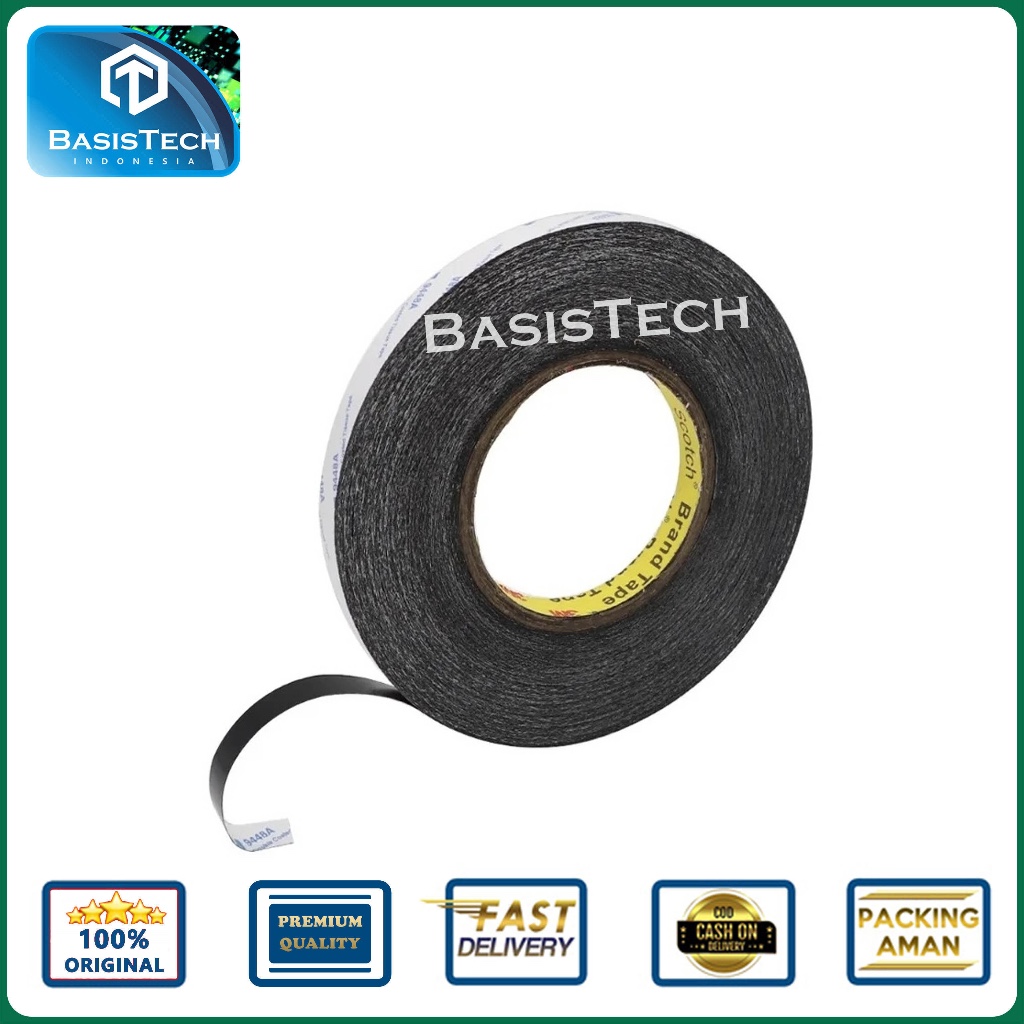 Jual DOUBLE TAPE 3M 9448A BLACK 0.3 CM - 0.5 CM - DOUBLE TAPE 3M BLACK ...