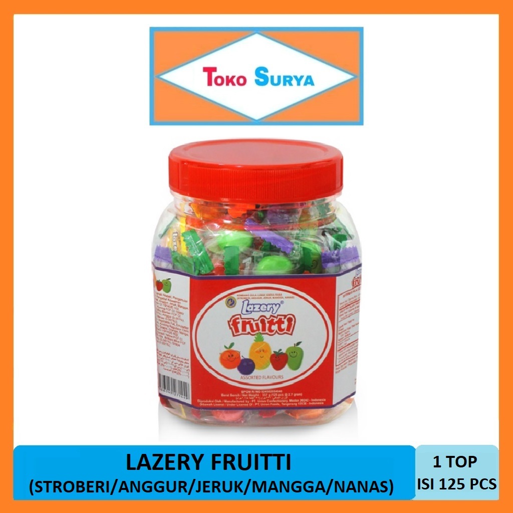 Jual Lazery Fruitti Toples Permen Lunak Aneka Rasa Stroberi/Nenas/Jeruk ...