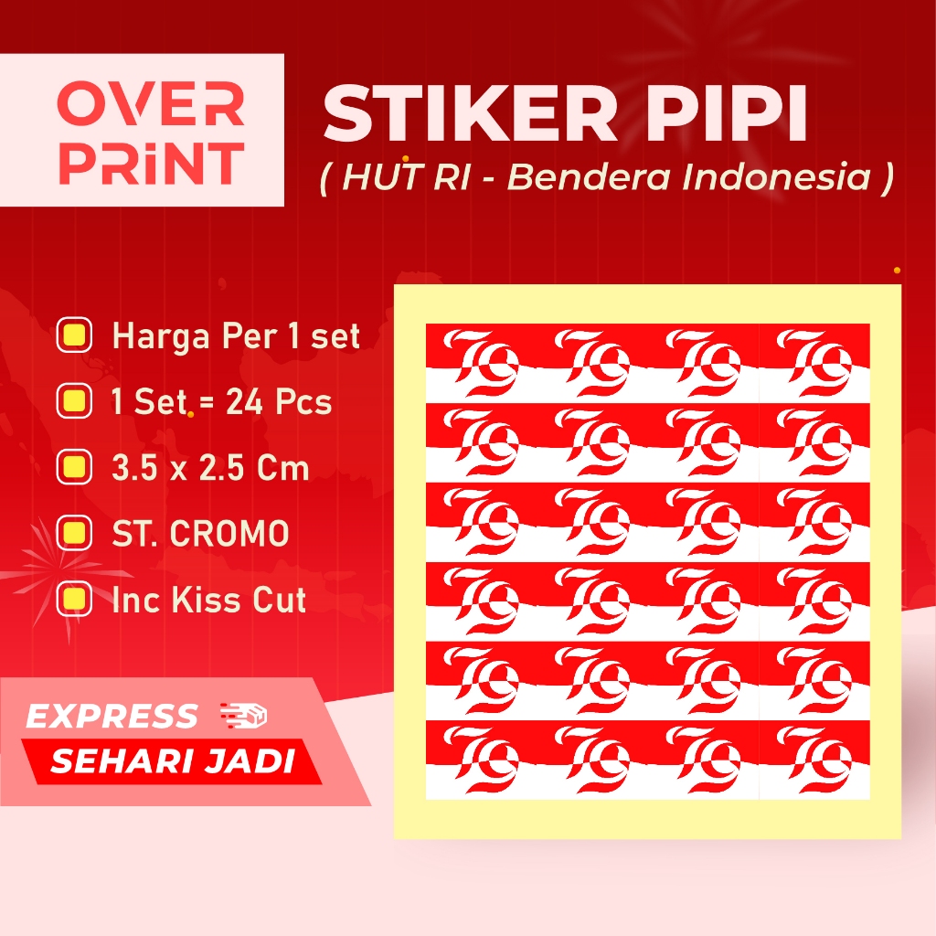 Jual Stiker Pipi Merah Putih, HUT RI, HUT RI 79, ST CHROMO - 1 Set ...